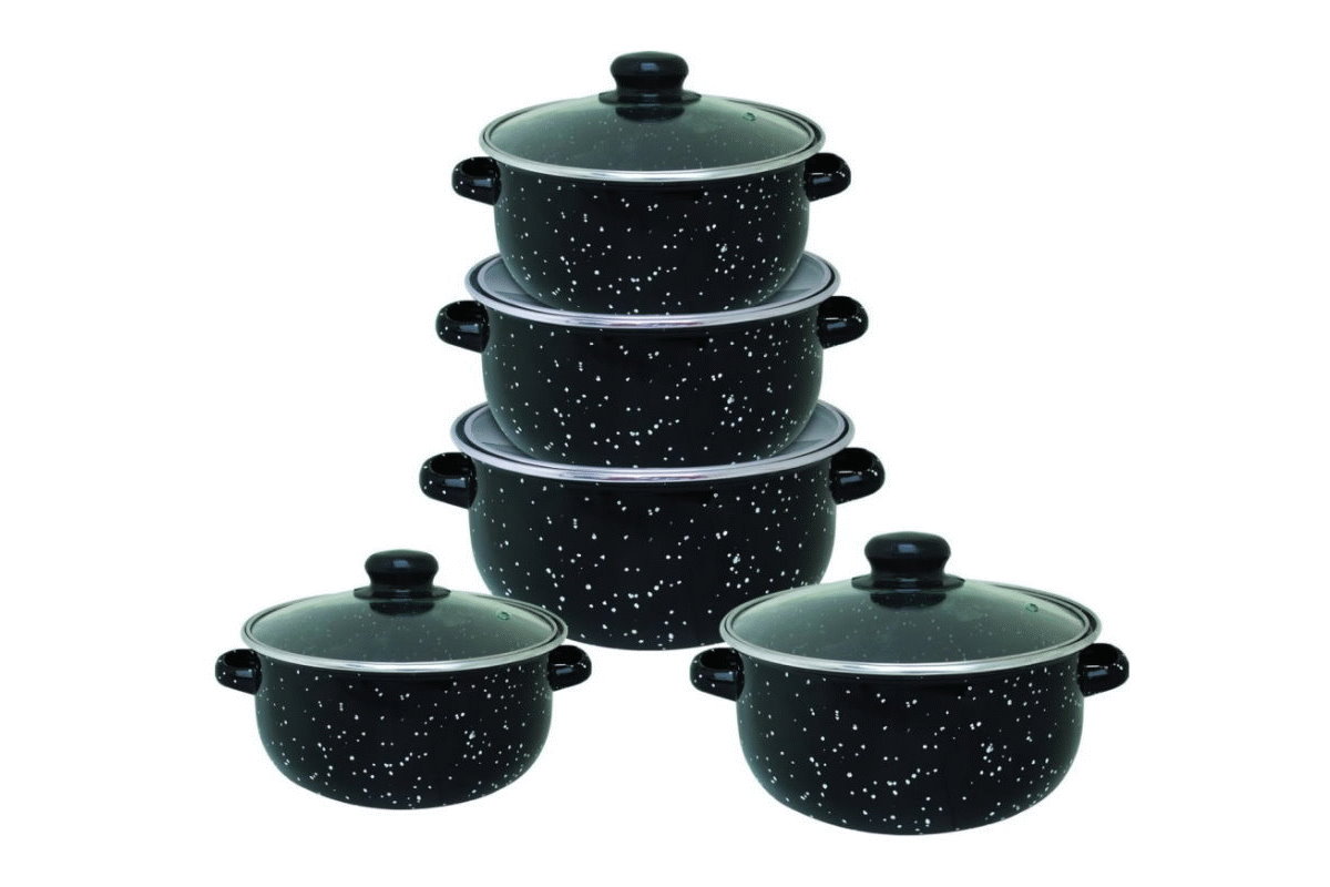 Set Oale Emailate 10 Piese, 5 Oale cu 5 Capace, Set 4 Vase ...